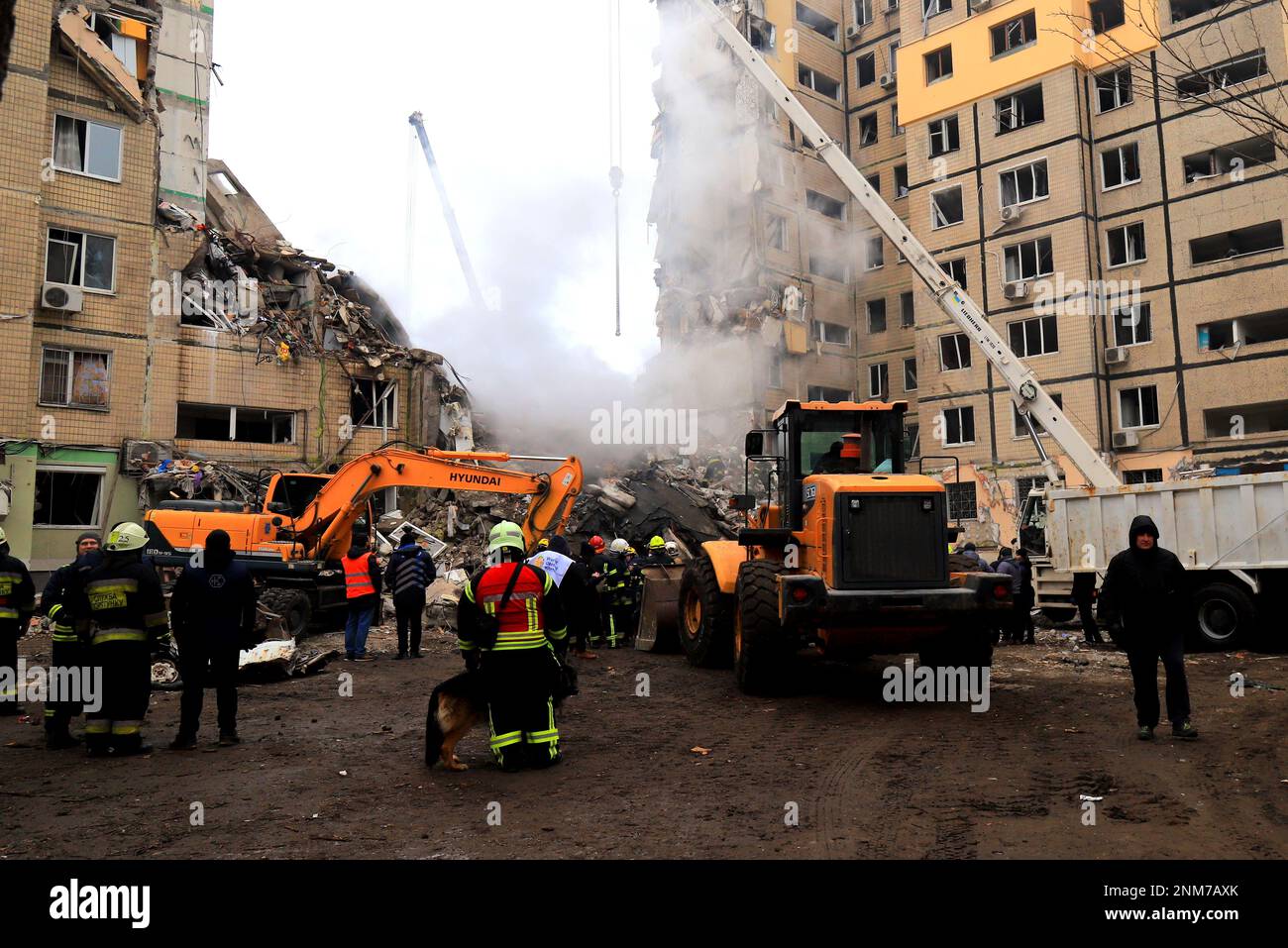 Russian missile strike destroyed residential building, Dnipro, Ukraine ...