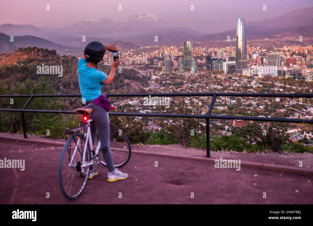 panorama of Santiago (Providencia buildings and the Gran Torre Santiago ...