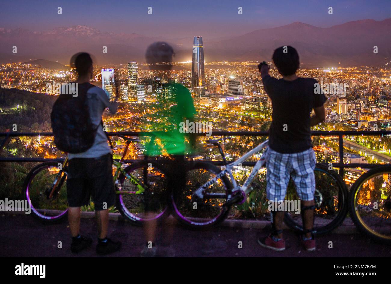 Watching the panorama of Santiago (Providencia buildings and the Gran ...