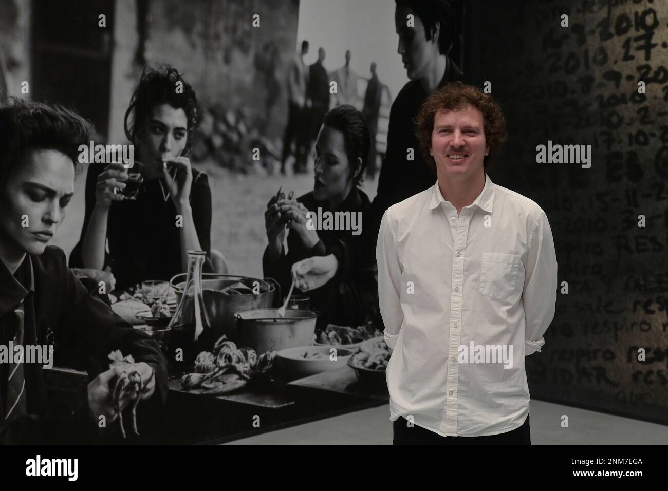 Benjamin Lindbergh, son of Peter Lindbergh, poses in the exhibition ...