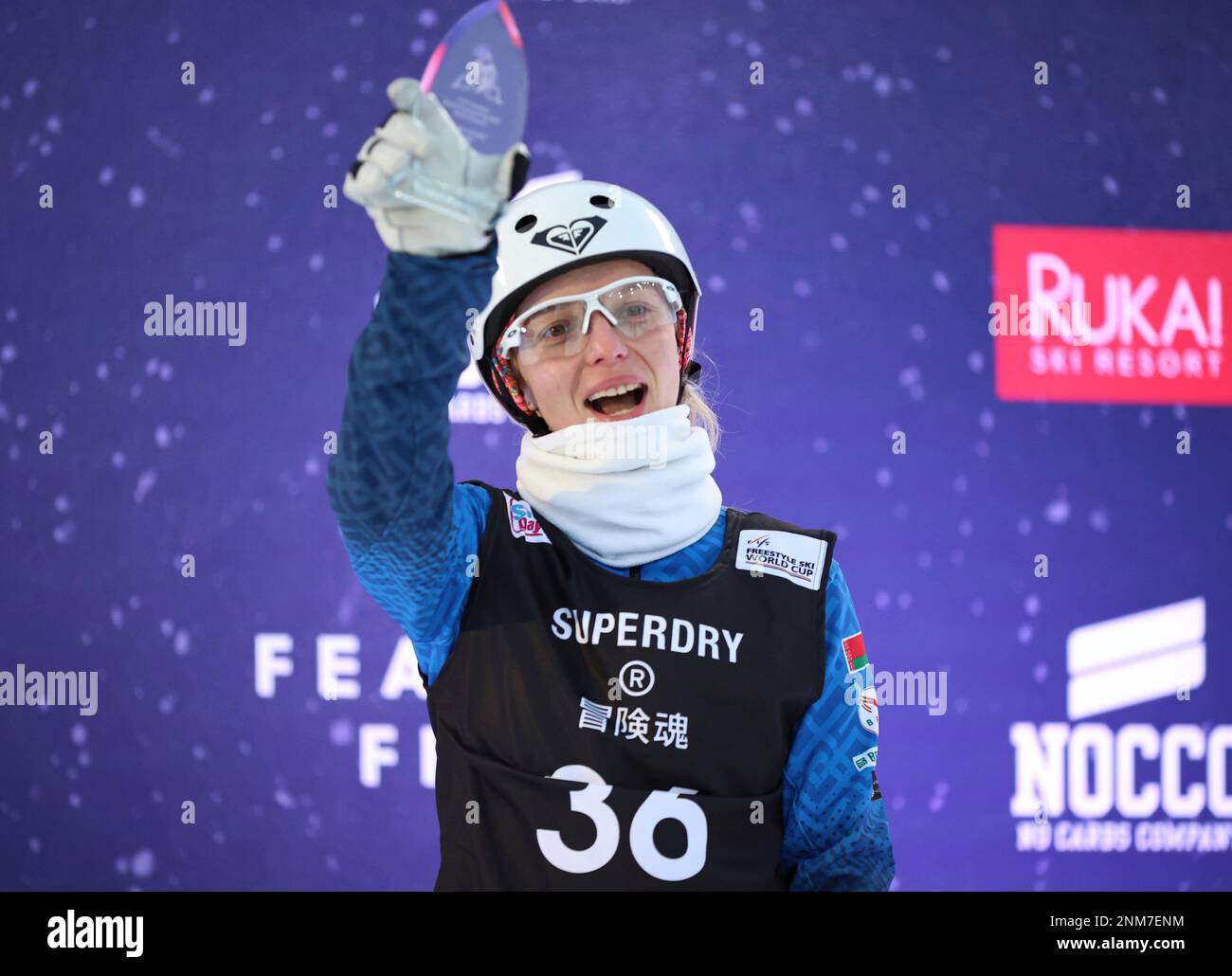 HUSKOVAHanna of Belarus, bronze, celebrates on the podium of the women ...