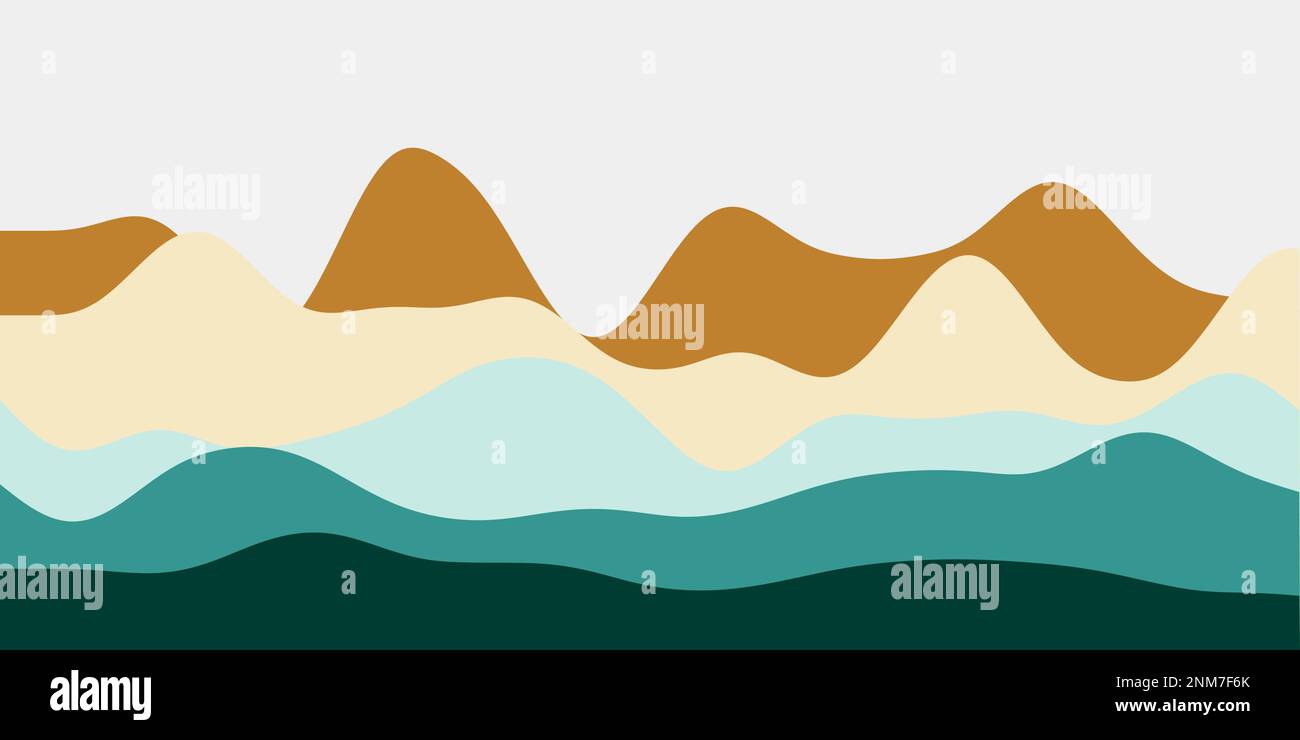 Abstract brown blue green hills background. Colorful waves modern ...