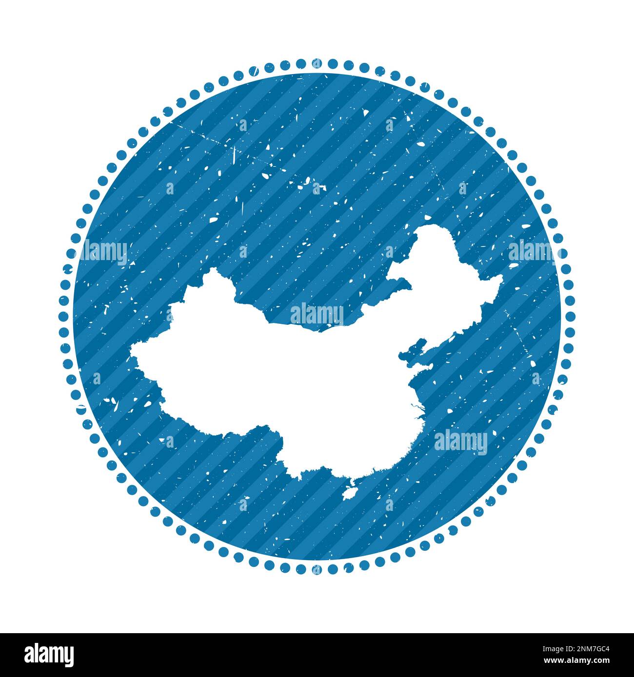 China striped retro travel sticker. Badge with map of country, vector ...