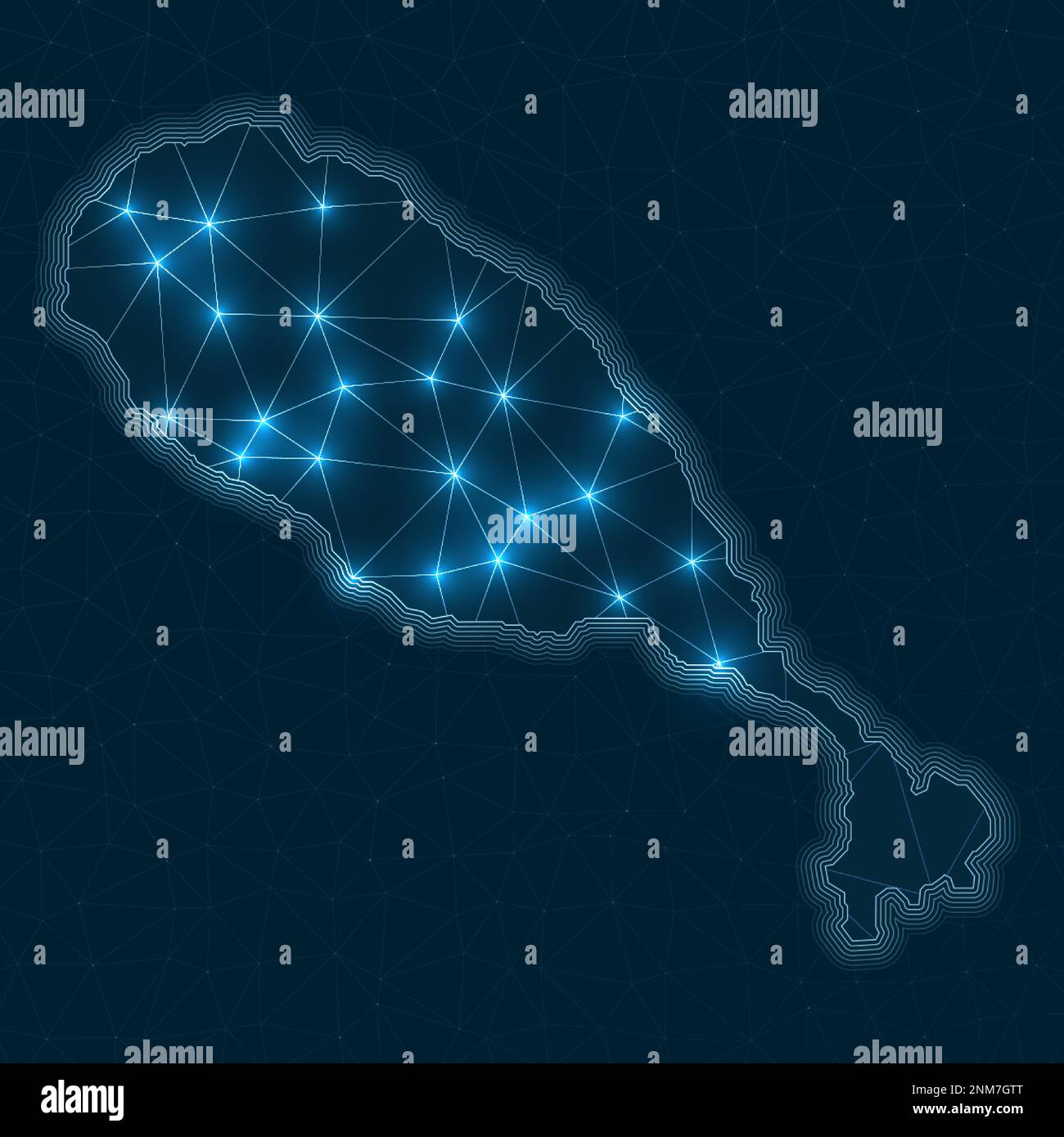 Saint Kitts network map. Abstract geometric map of the island. Digital ...