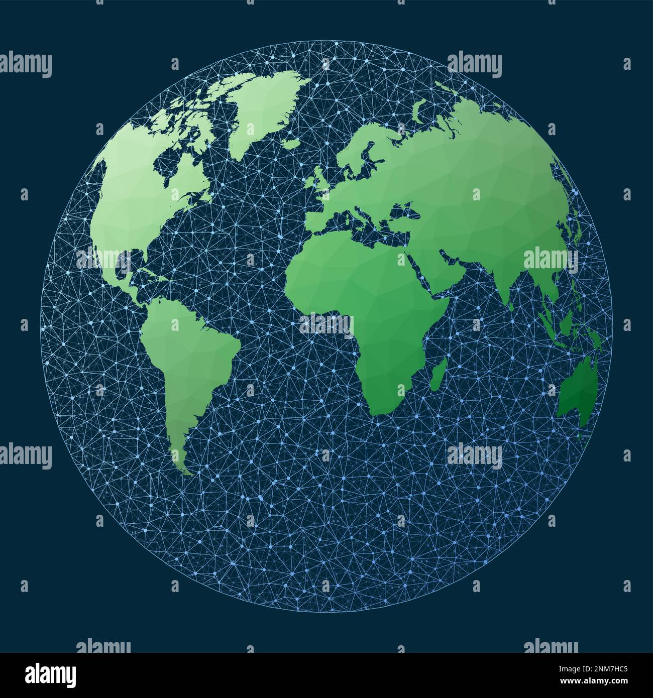 Global internet business concept. Gilbert projection. Green low poly ...