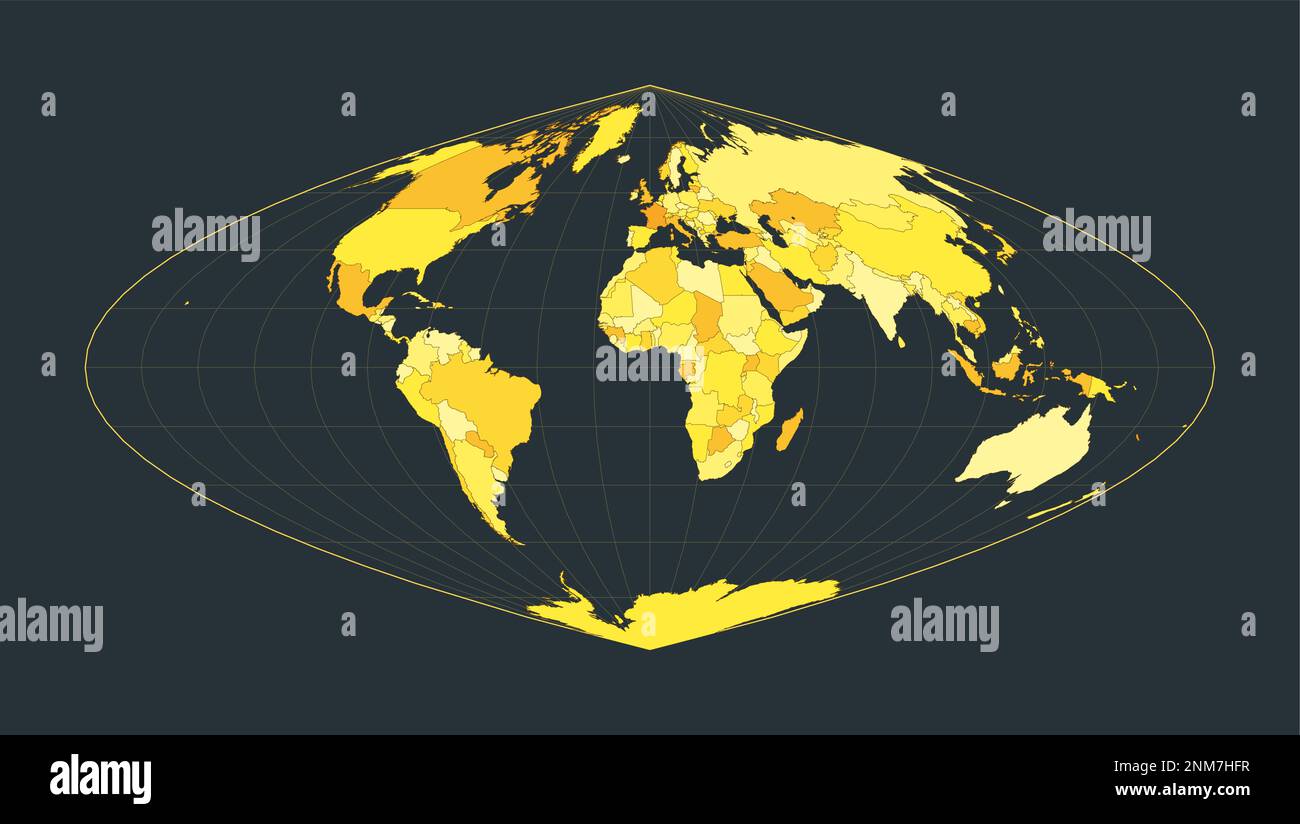 World Map. Craster parabolic projection. Futuristic world illustration ...