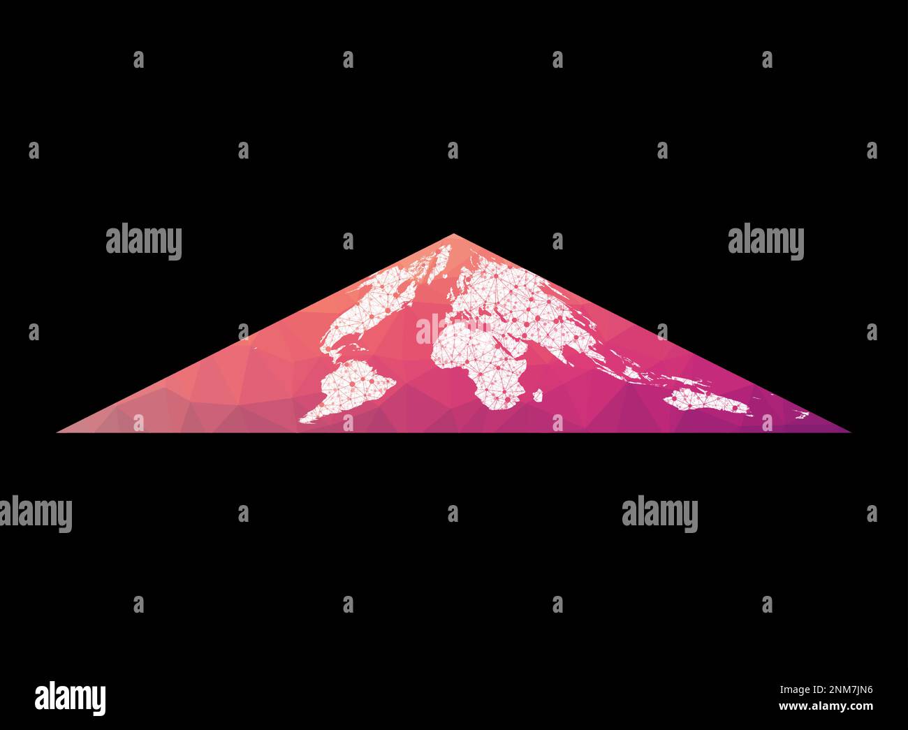 World network map. Collignon equal-area pseudocylindrical projection ...
