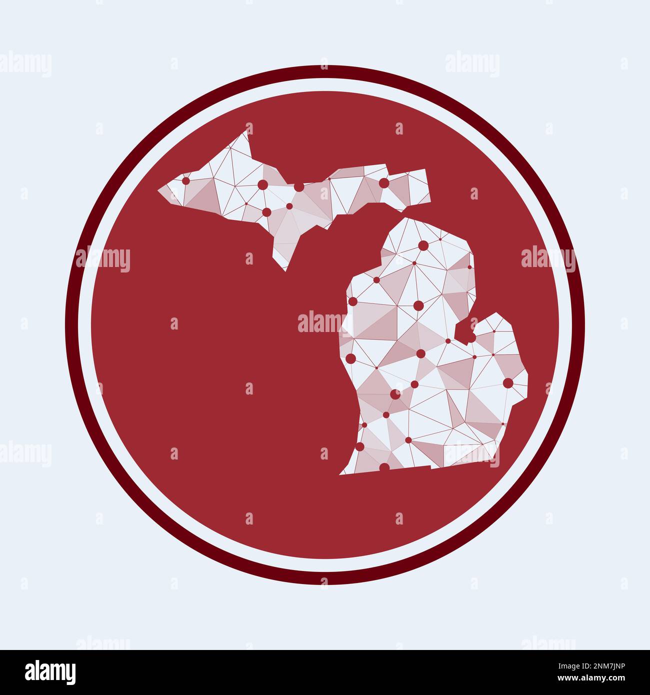 Michigan icon. Trendy tech logo of the US state. Geometric mesh round ...