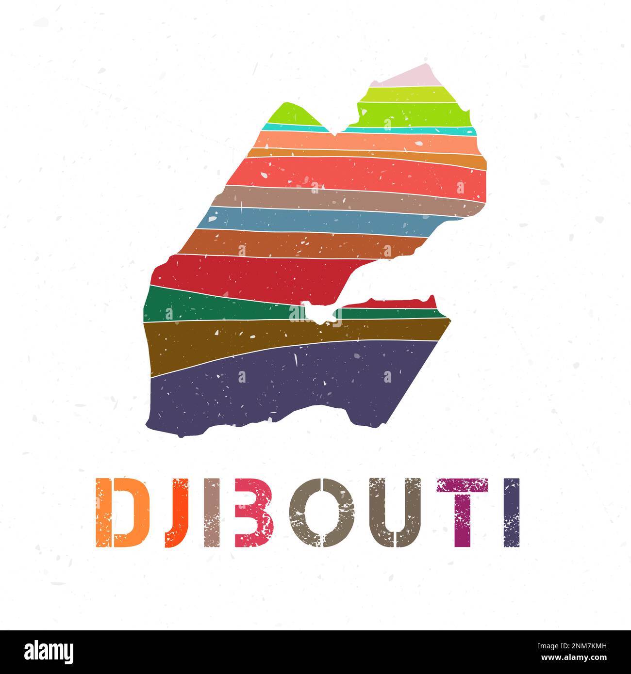 Djibouti map design. Shape of the country with beautiful geometric waves and grunge texture ...