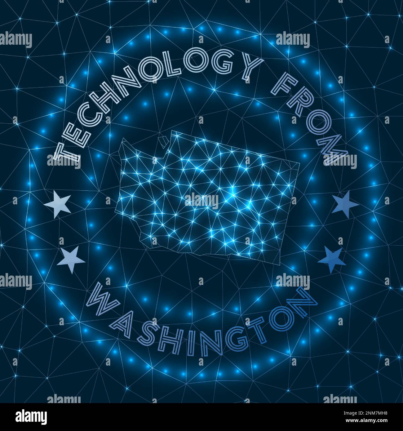 Technology From Washington. Futuristic geometric badge of the US state ...
