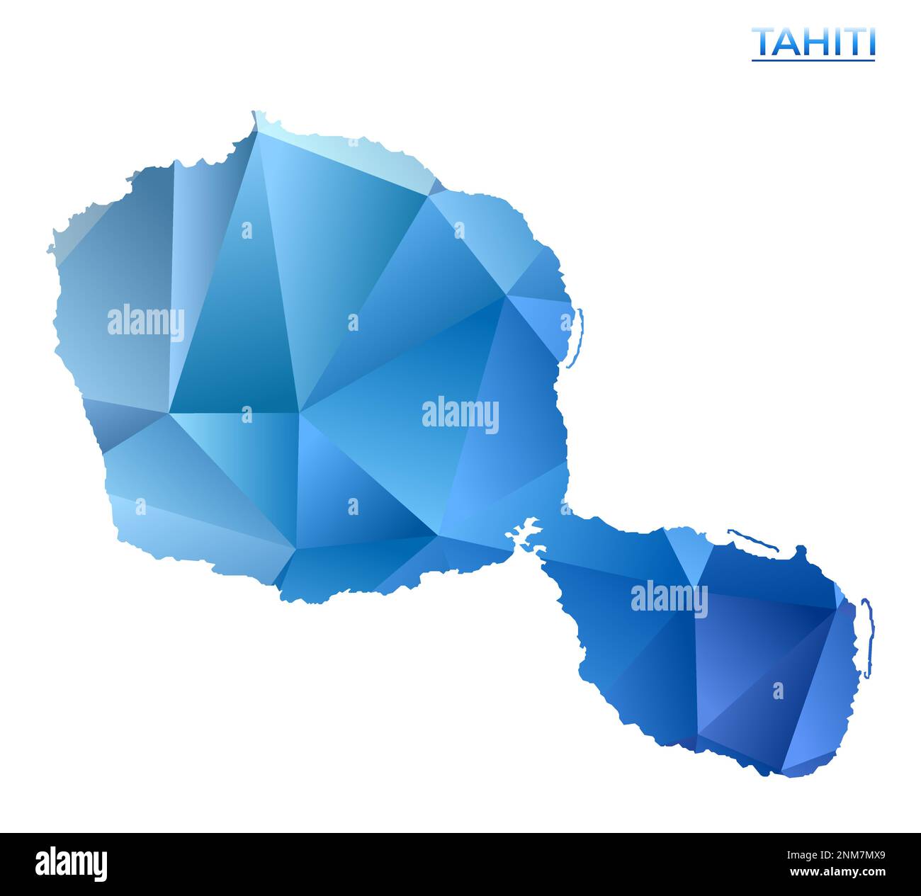 Vector polygonal Tahiti map. Vibrant geometric island in low poly style ...