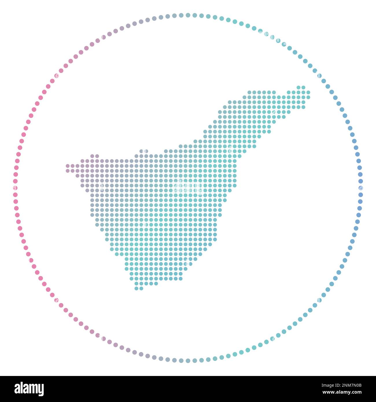Tenerife digital badge. Dotted style map of Tenerife in circle. Tech ...