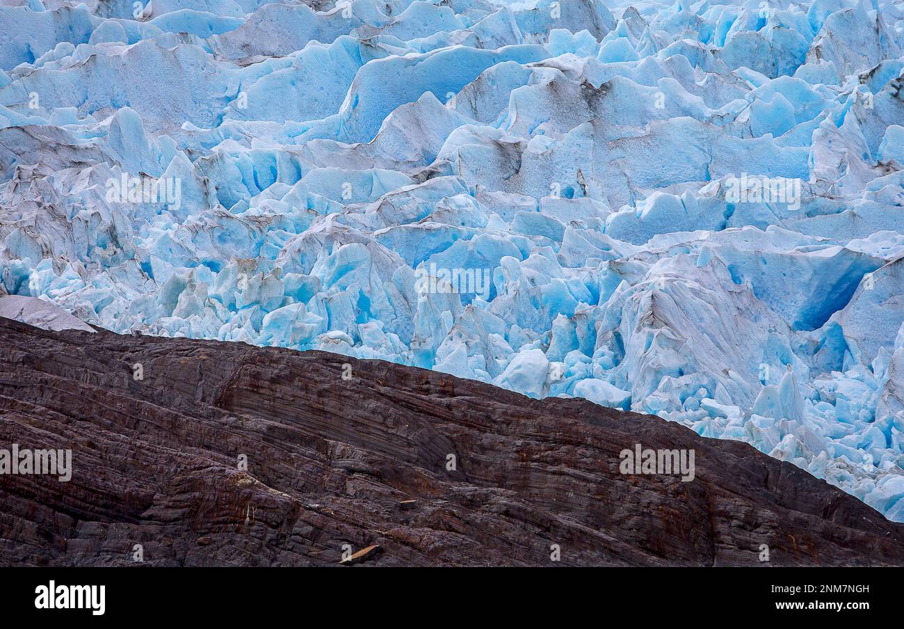 Detail, Grey Glacier, in Grey Lake, Torres del Paine national park ...