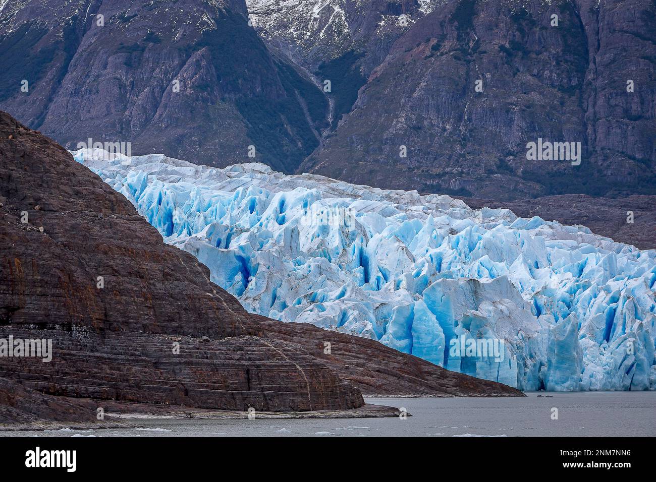 Detail, Grey Glacier, in Grey Lake, Torres del Paine national park ...