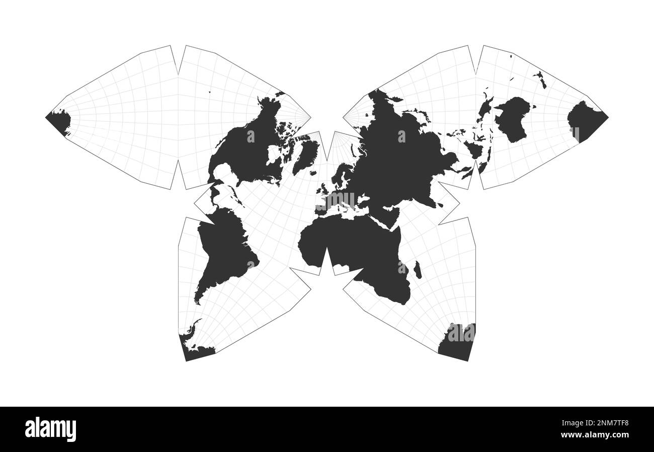 Map of the World. Steve Waterman's butterfly projection. Globe with ...