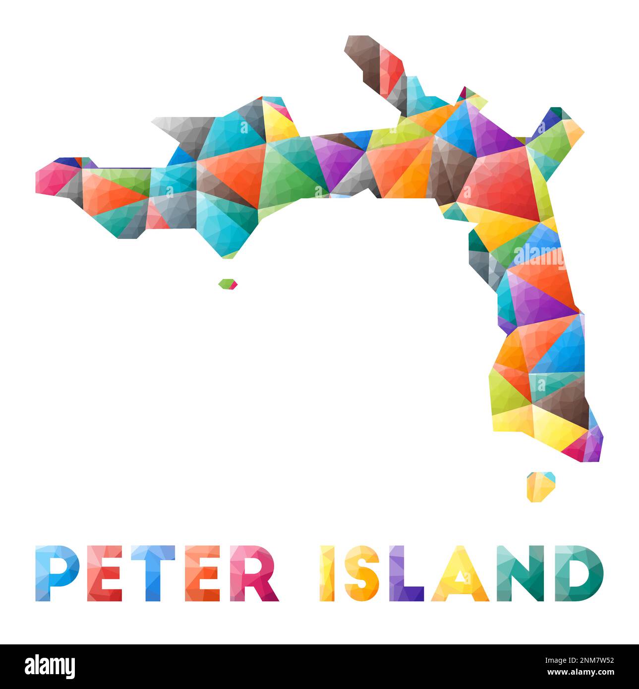 Peter Island - colorful low poly island shape. Multicolor geometric ...