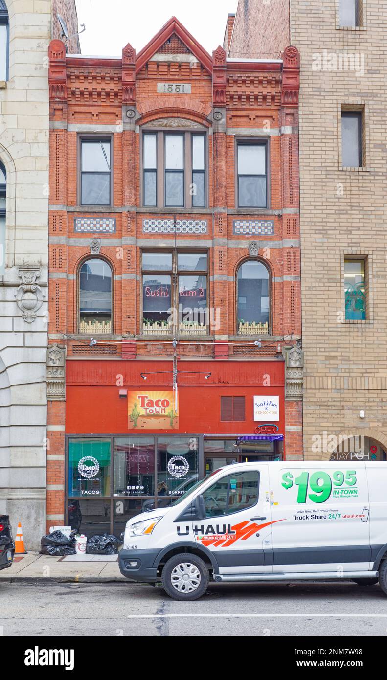 Pittsburgh Downtown: Red brick 110 Smithfield Street, built in 1881 ...