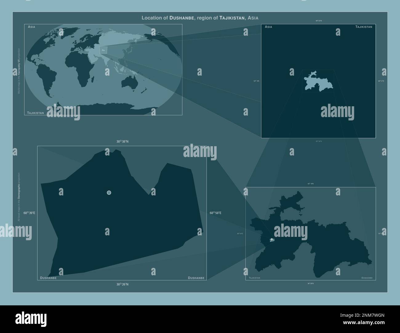 Dushanbe, region of Tajikistan. Diagram showing the location of the ...