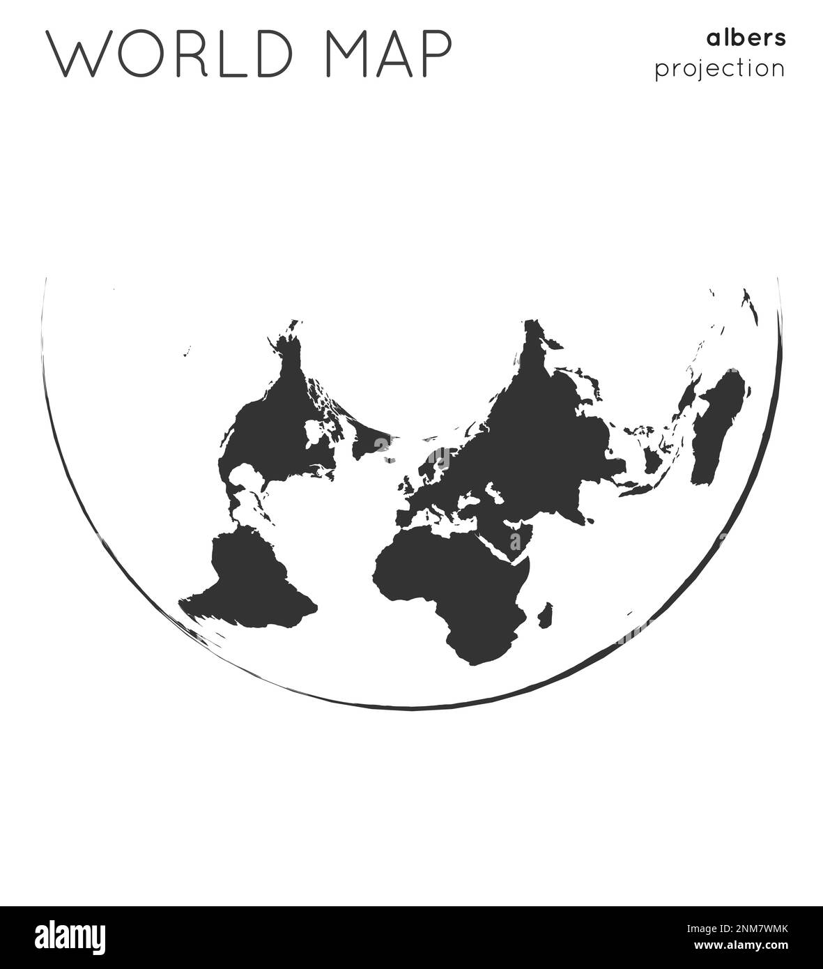 World map. Globe in Albers projection, plain style. Modern vector ...