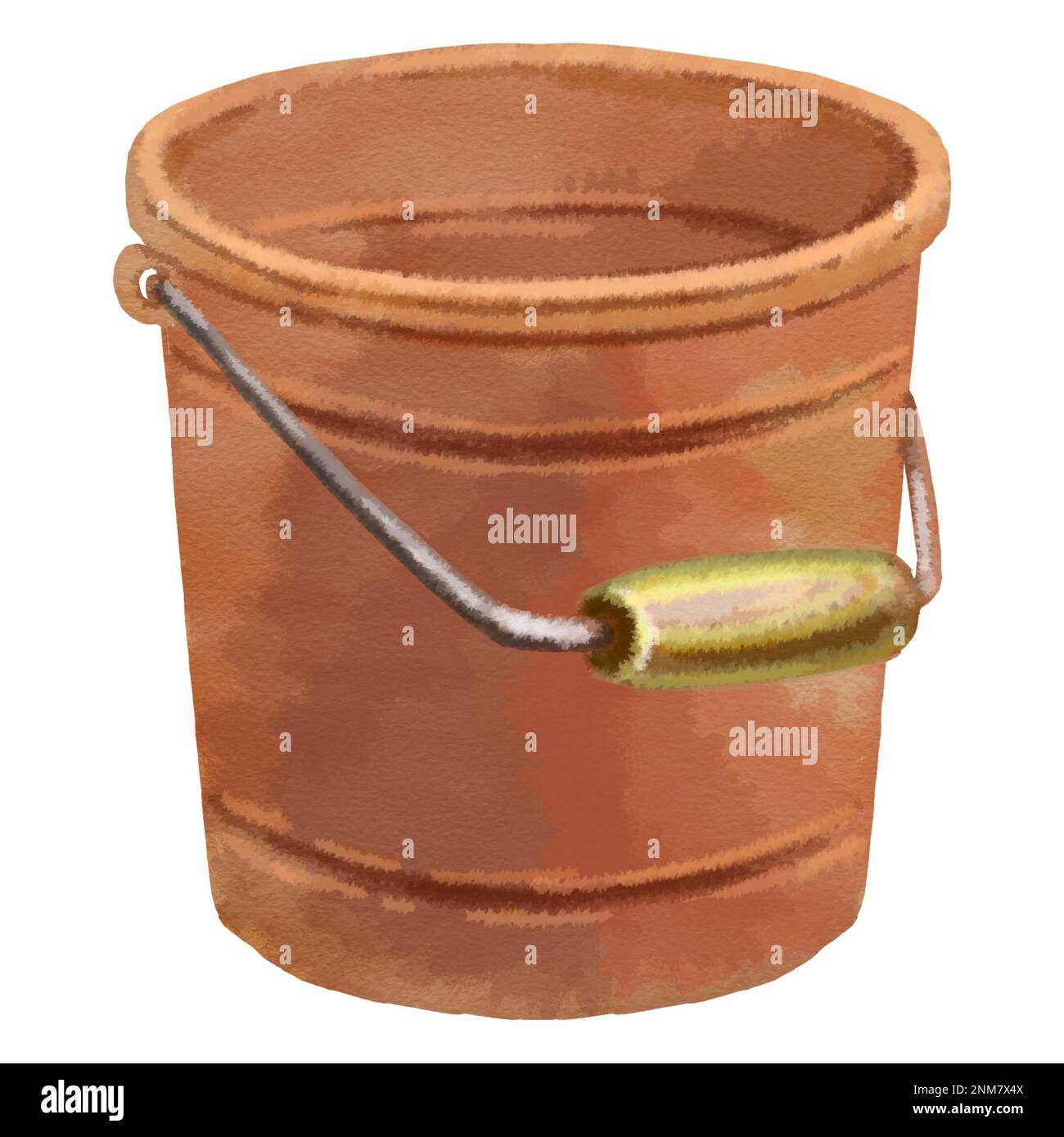 Drawing of a red bucket on a white background. High quality ...
