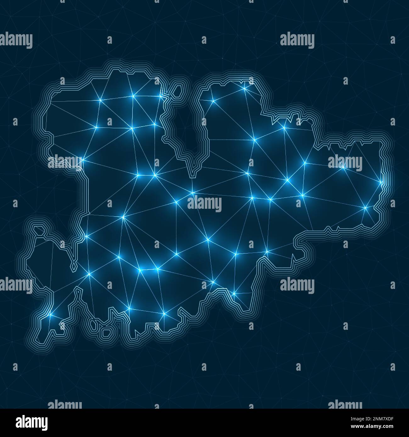 Mykonos network map. Abstract geometric map of the island. Digital ...