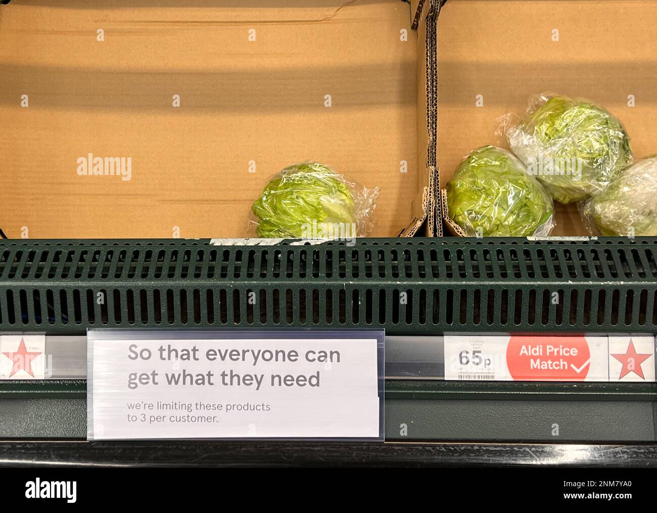 © Jeff Moore 24/02/2023 Empty Shelves in a East London Tesco ...