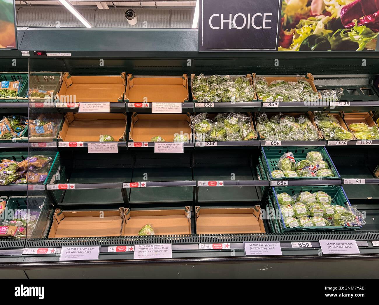 © Jeff Moore 24/02/2023 Empty Shelves in a East London Tesco ...