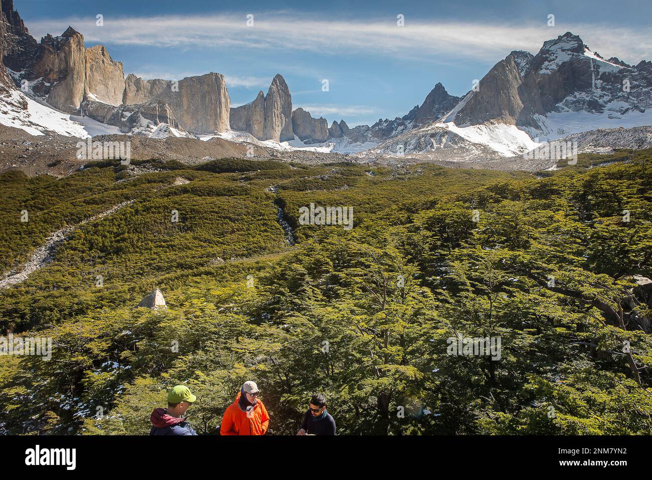Hikers in Mirador Británico, Valle del Francés, Torres del Paine ...