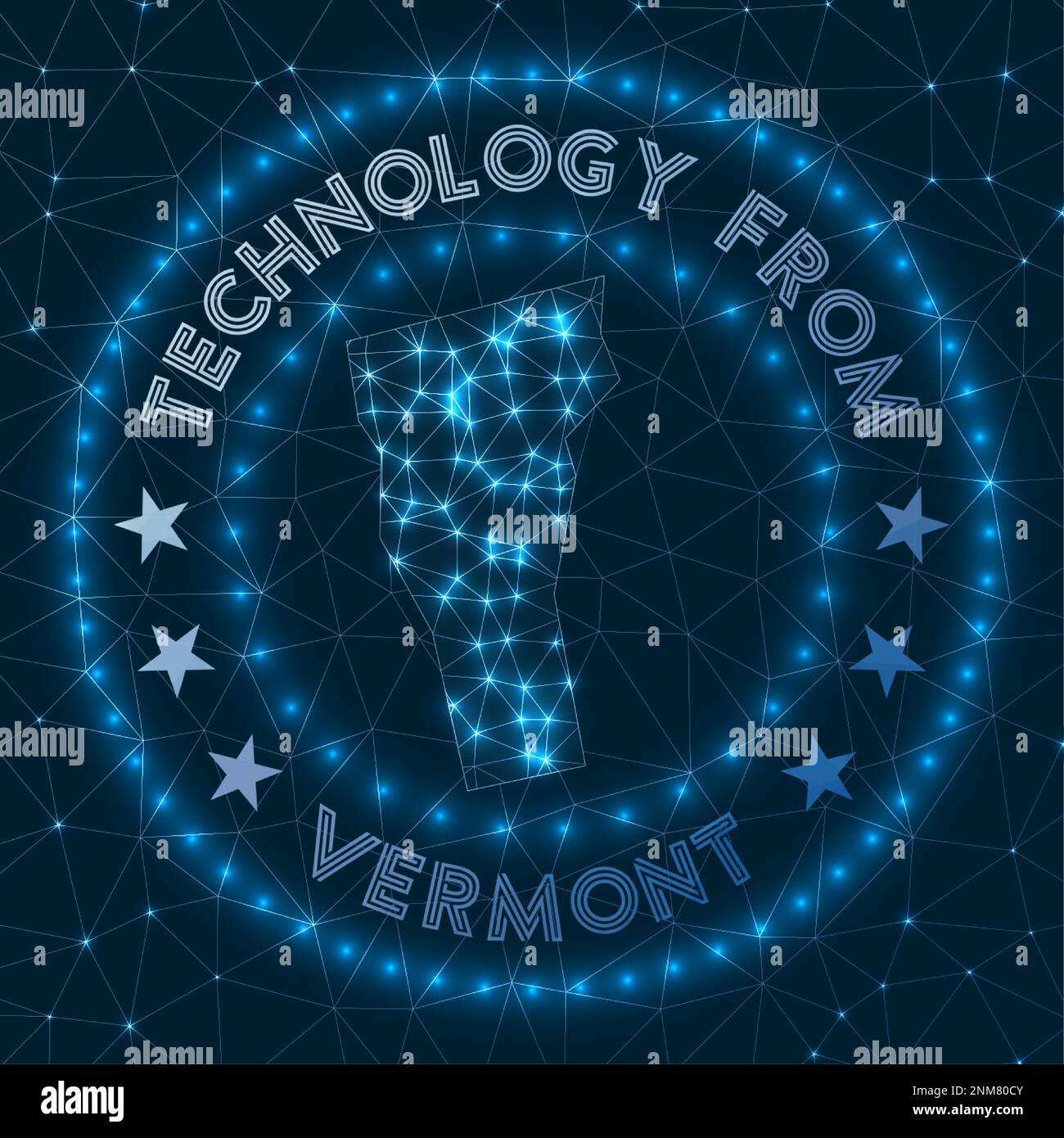 Technology From Vermont. Futuristic geometric badge of the US state ...