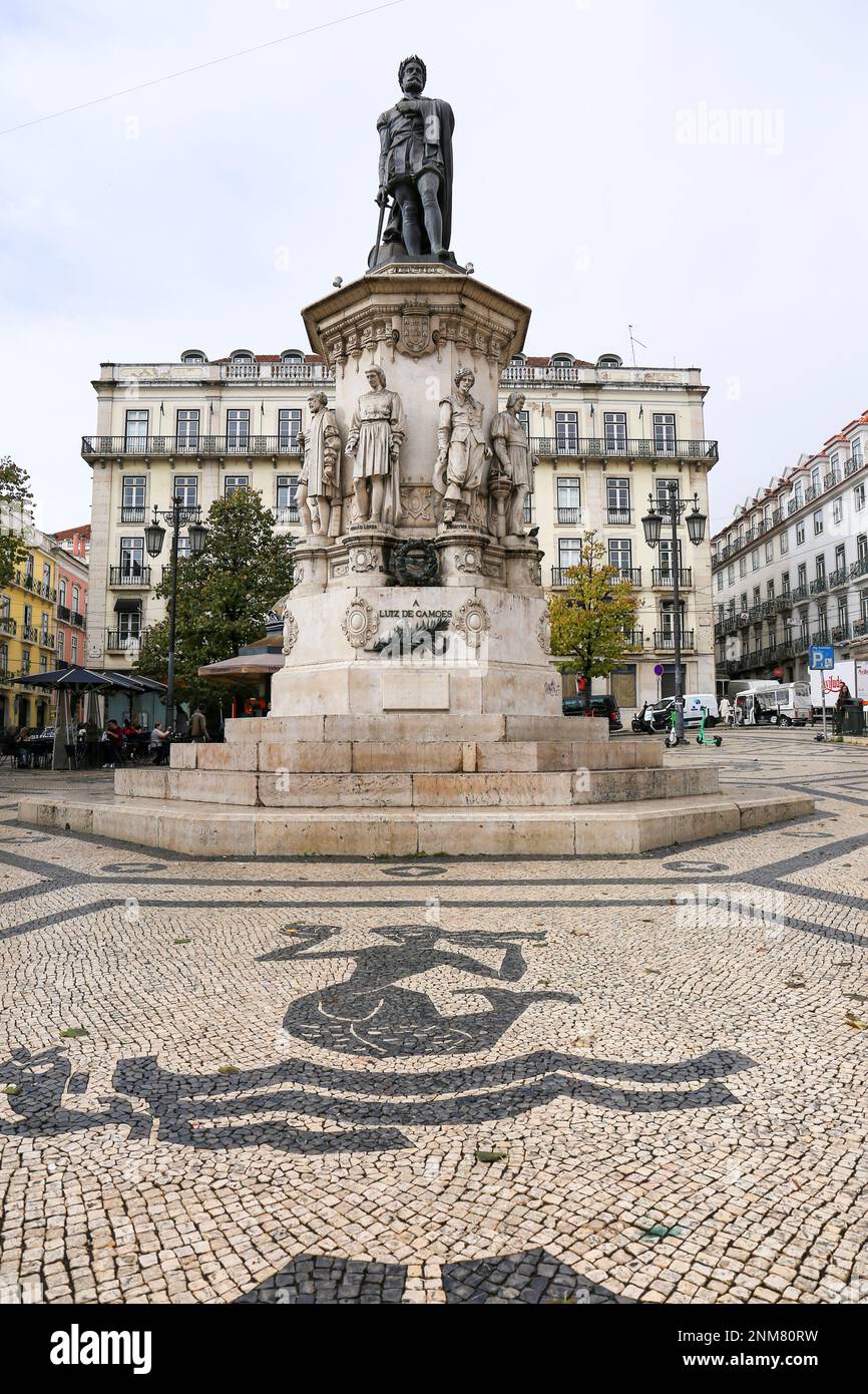 Lisbon, Portugal- November 4, 2022: Tall bronze statue of Luis de ...
