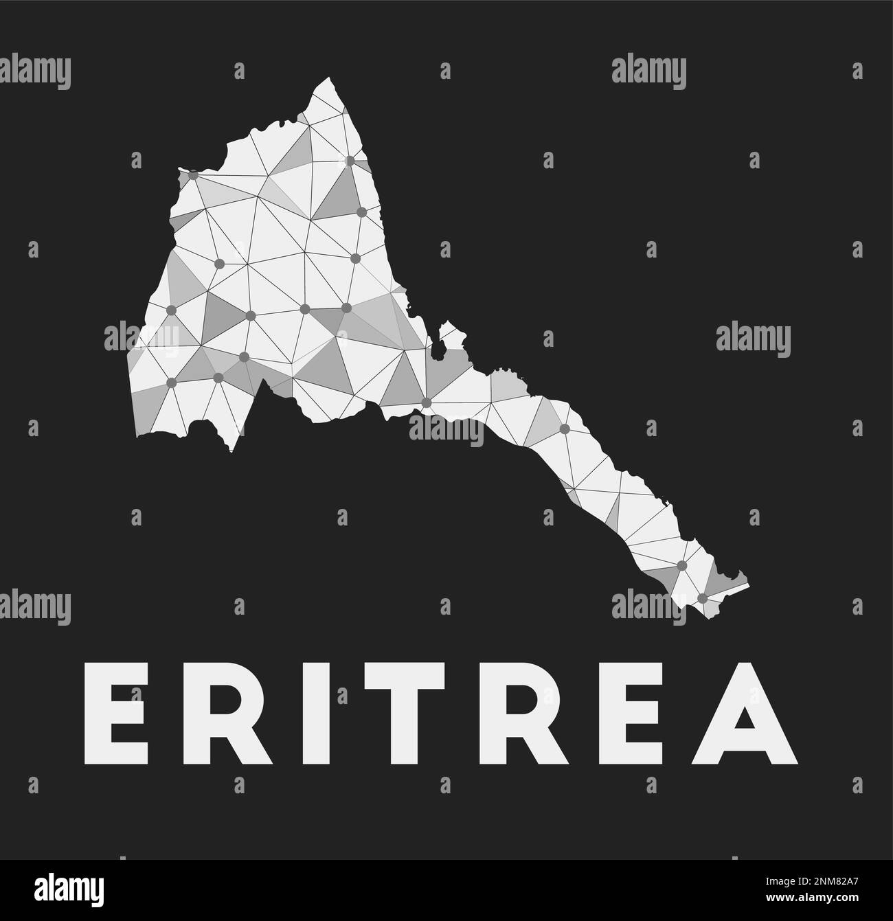Eritrea - communication network map of country. Eritrea trendy geometric design on dark ...