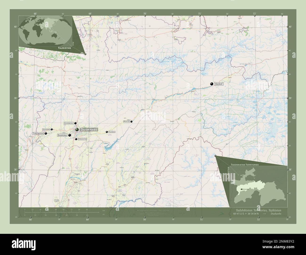 Tadzhikistan Territories, region of Tajikistan. Open Street Map ...