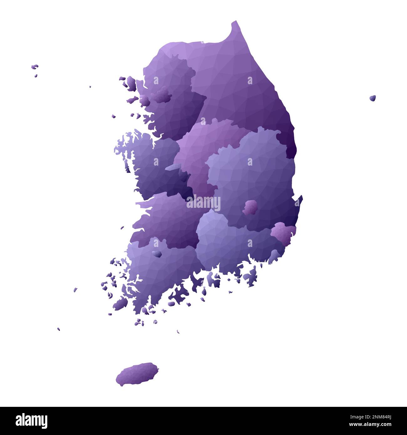 South Korea map. Geometric style country outline. Tempting violet ...