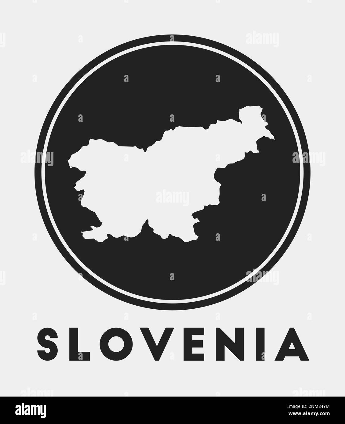 Slovenia icon. Round logo with country map and title. Stylish Slovenia ...