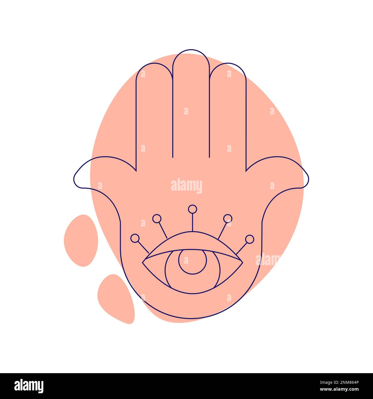 Hamsa sign. Hand of Fatima. Esoteric symbol. Hand drawn linear vector ...