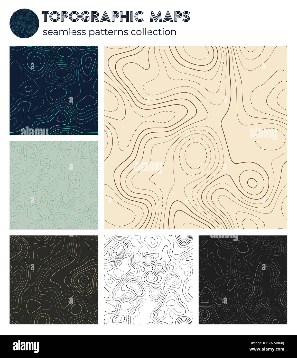 Topographic maps. Beautiful isoline patterns, seamless design. Amazing ...