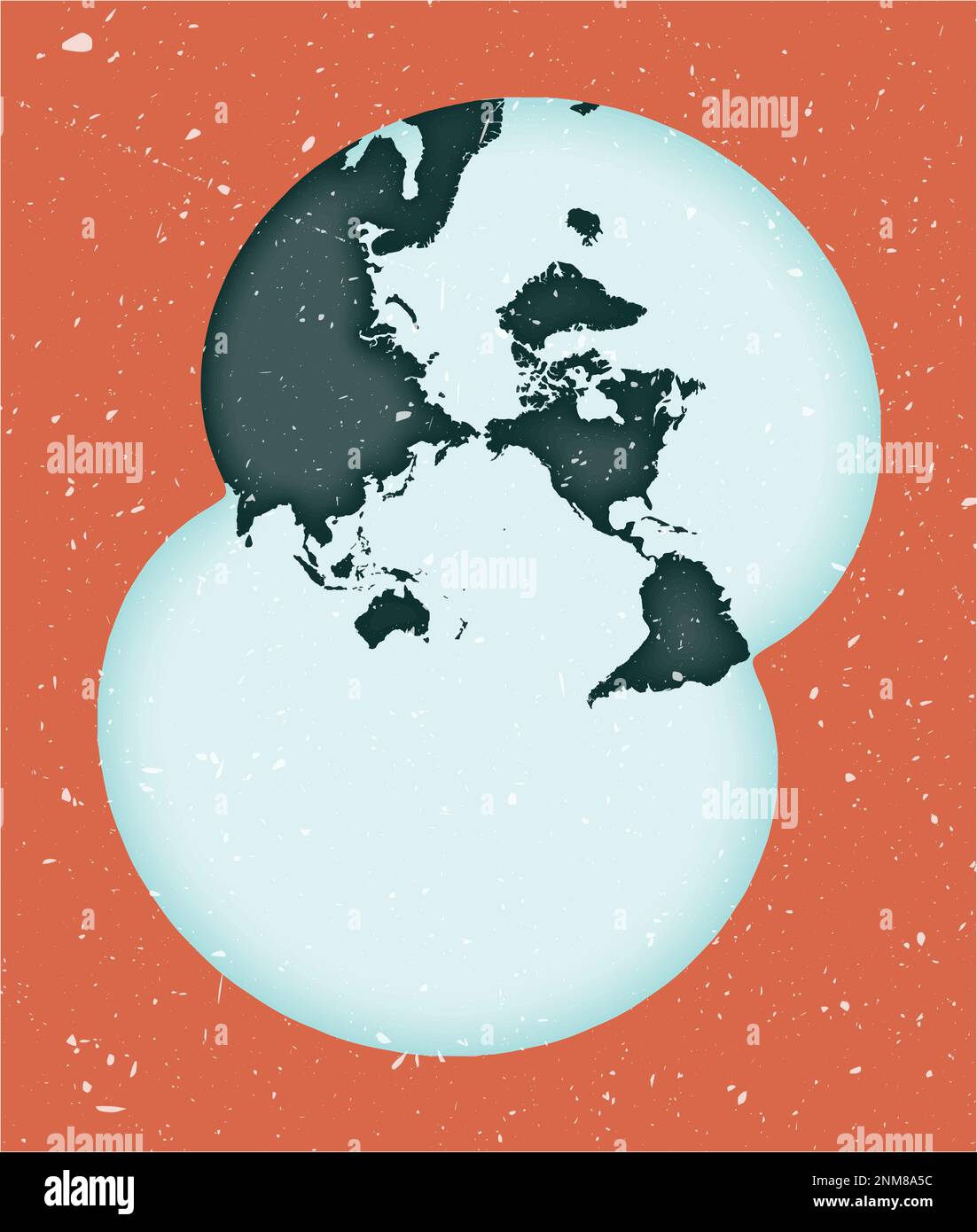 World Map Poster Modified Stereographic Projection For The Pacific Ocean Vintage World Shape