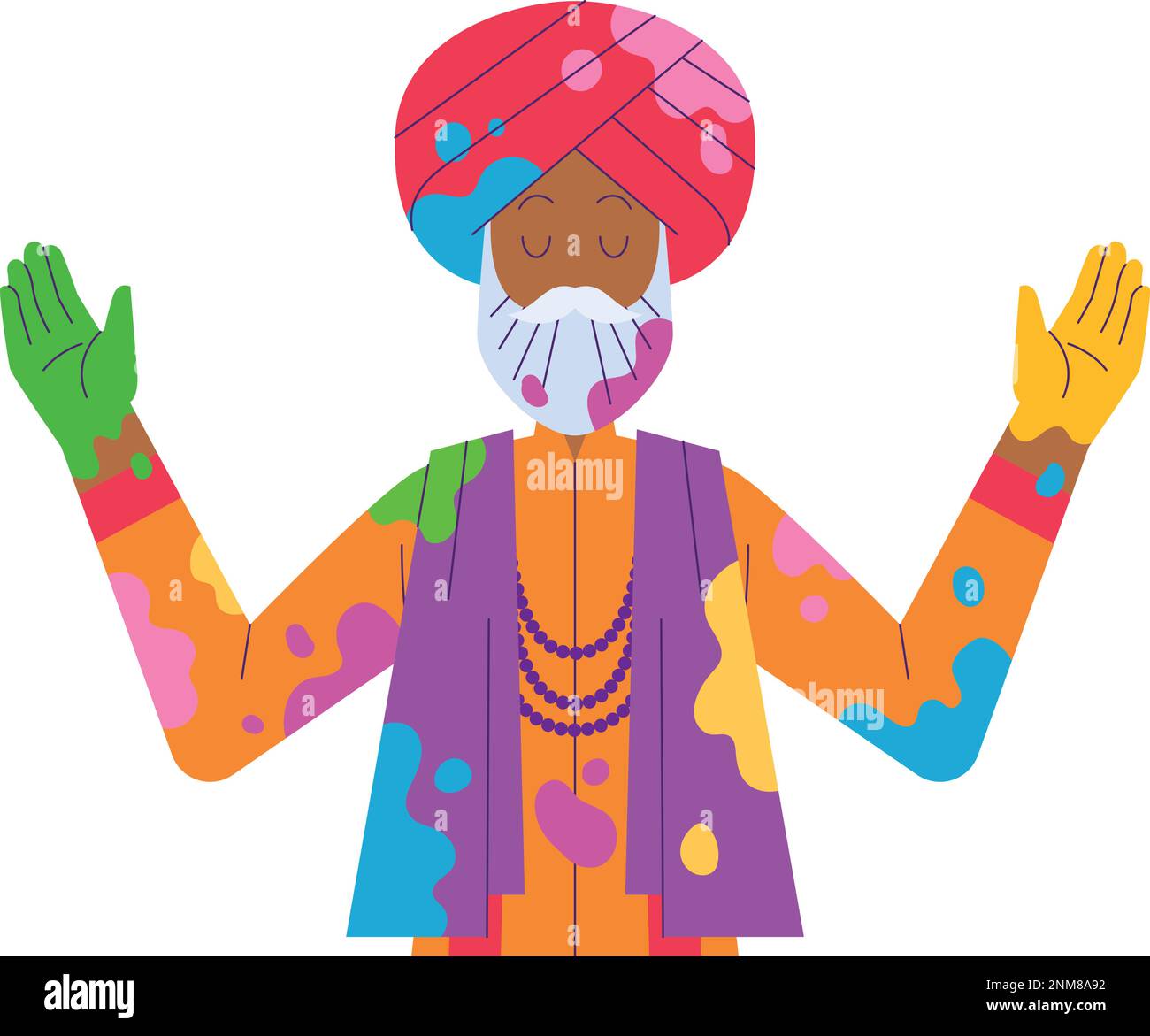 Isolated cute wise man character playing with paint Vector Stock Vector ...