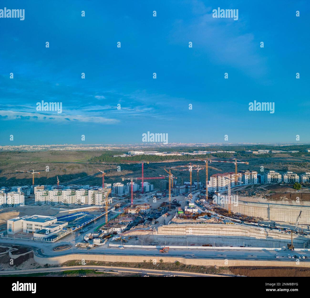 Modiin, Israel, January 11, 2023.Aerial view of the construction of a ...