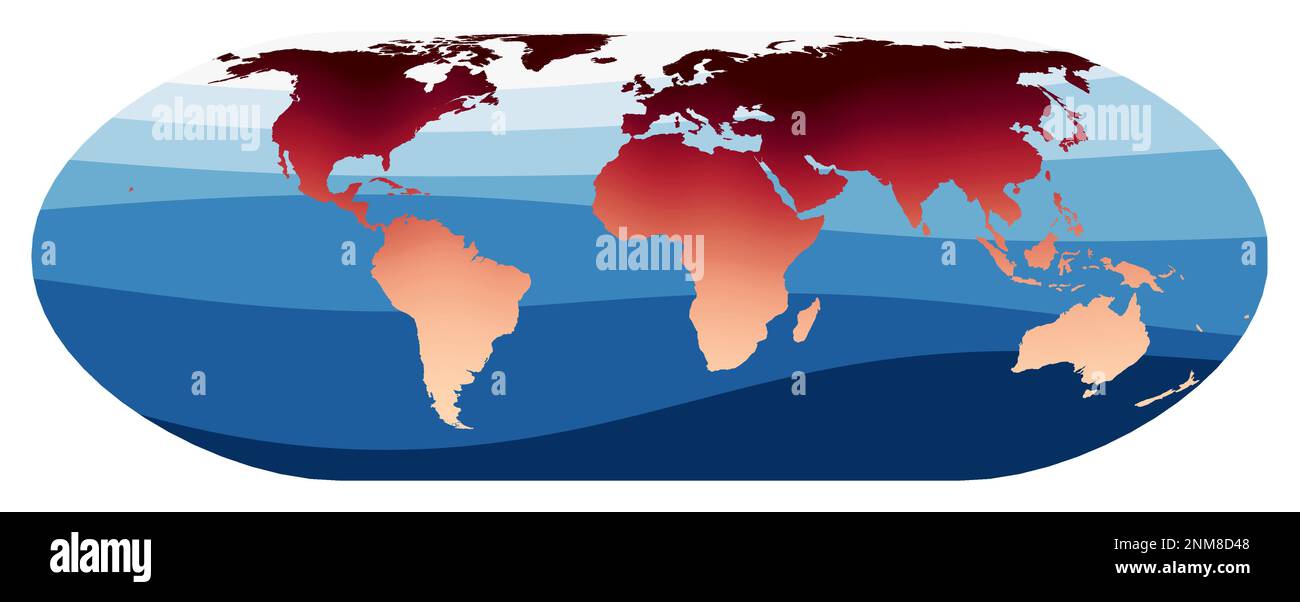 World Map Vector. Nell-Hammer projection. World in red-orange gradient ...