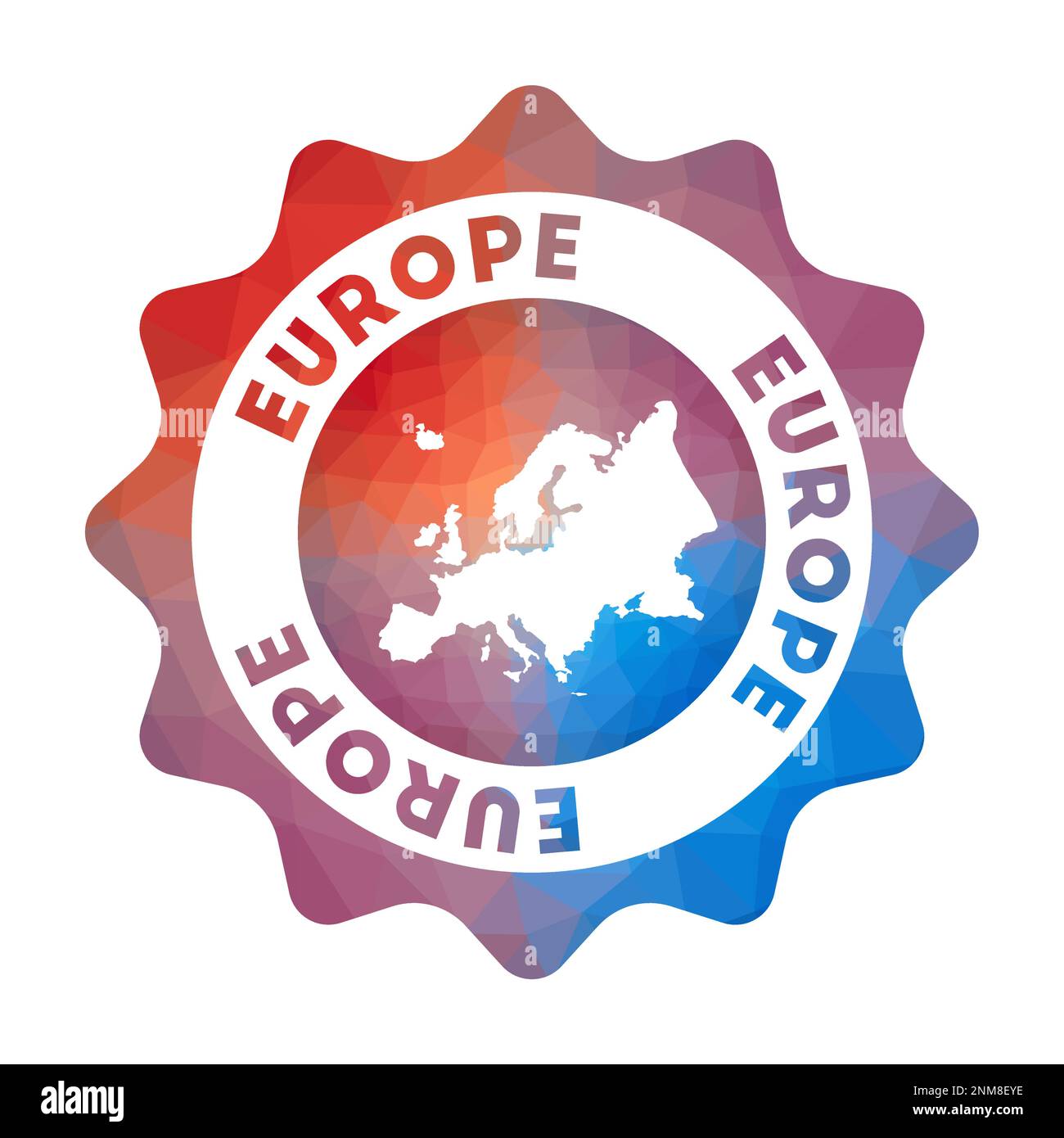 Europe low poly logo. Colorful gradient travel logo of the continent in ...