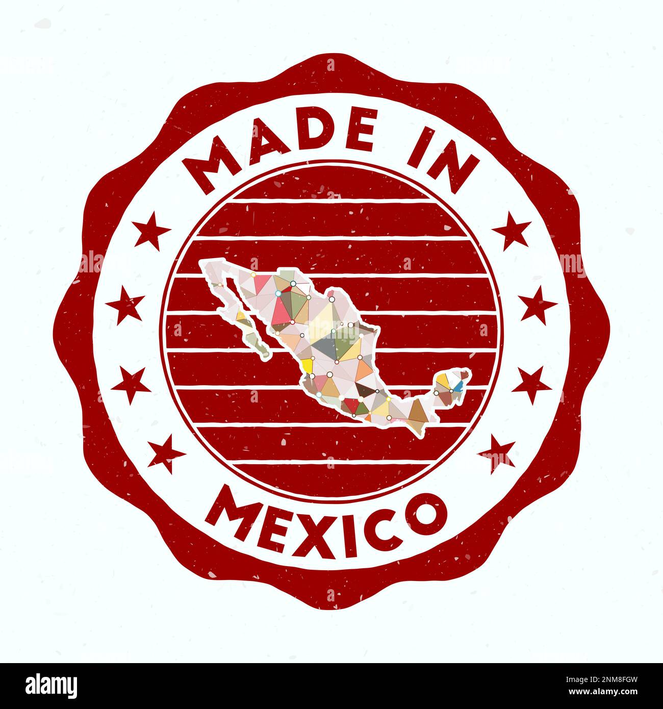 Made In Mexico. Country round stamp. Seal of Mexico with border shape ...