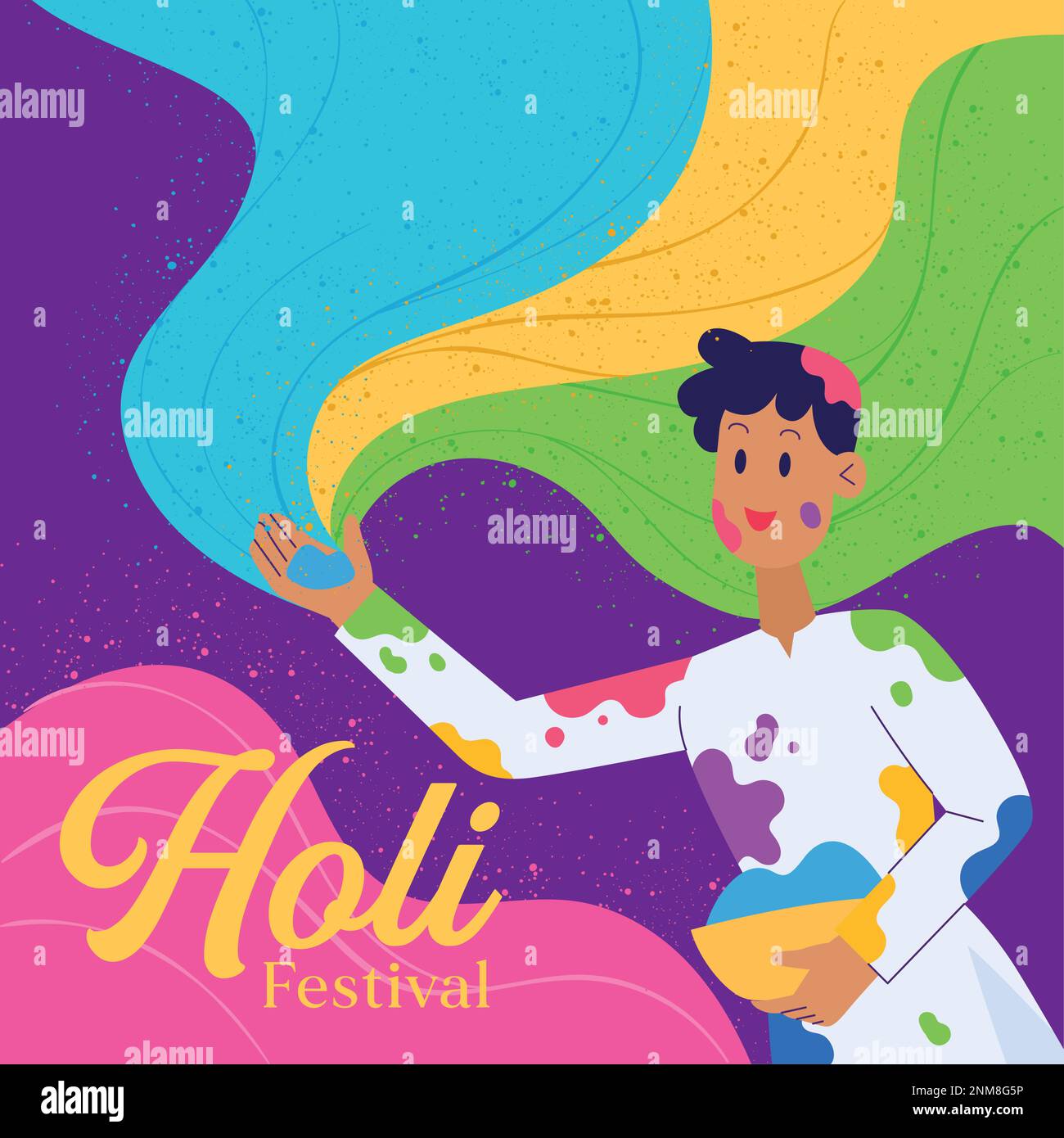 Happy character with powder Holi festival poster Vector Stock Vector ...