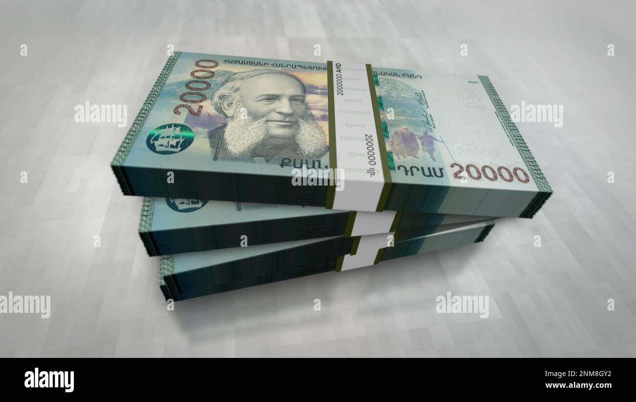Armenia money Armenian Dram money pack 3d illustration. 20000 AMD ...