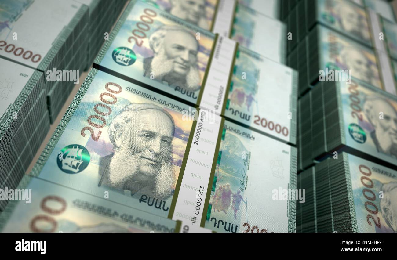 Armenia money Armenian Dram money pack 3d illustration. 20000 AMD ...