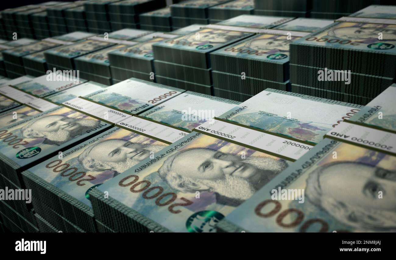 Armenia money Armenian Dram money pack 3d illustration. 20000 AMD ...