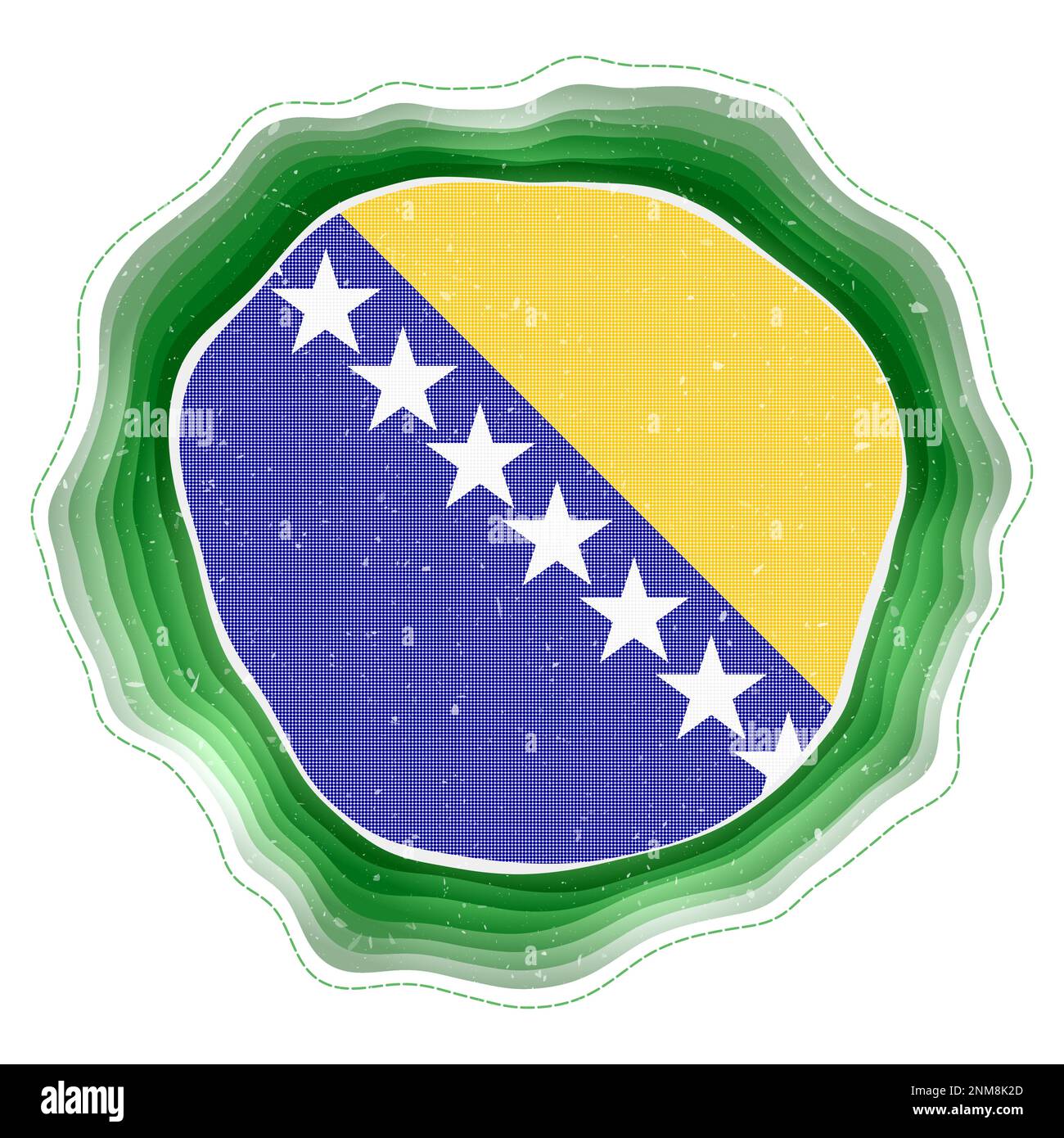 Bosnia flag in frame. Badge of the country. Layered circular sign ...