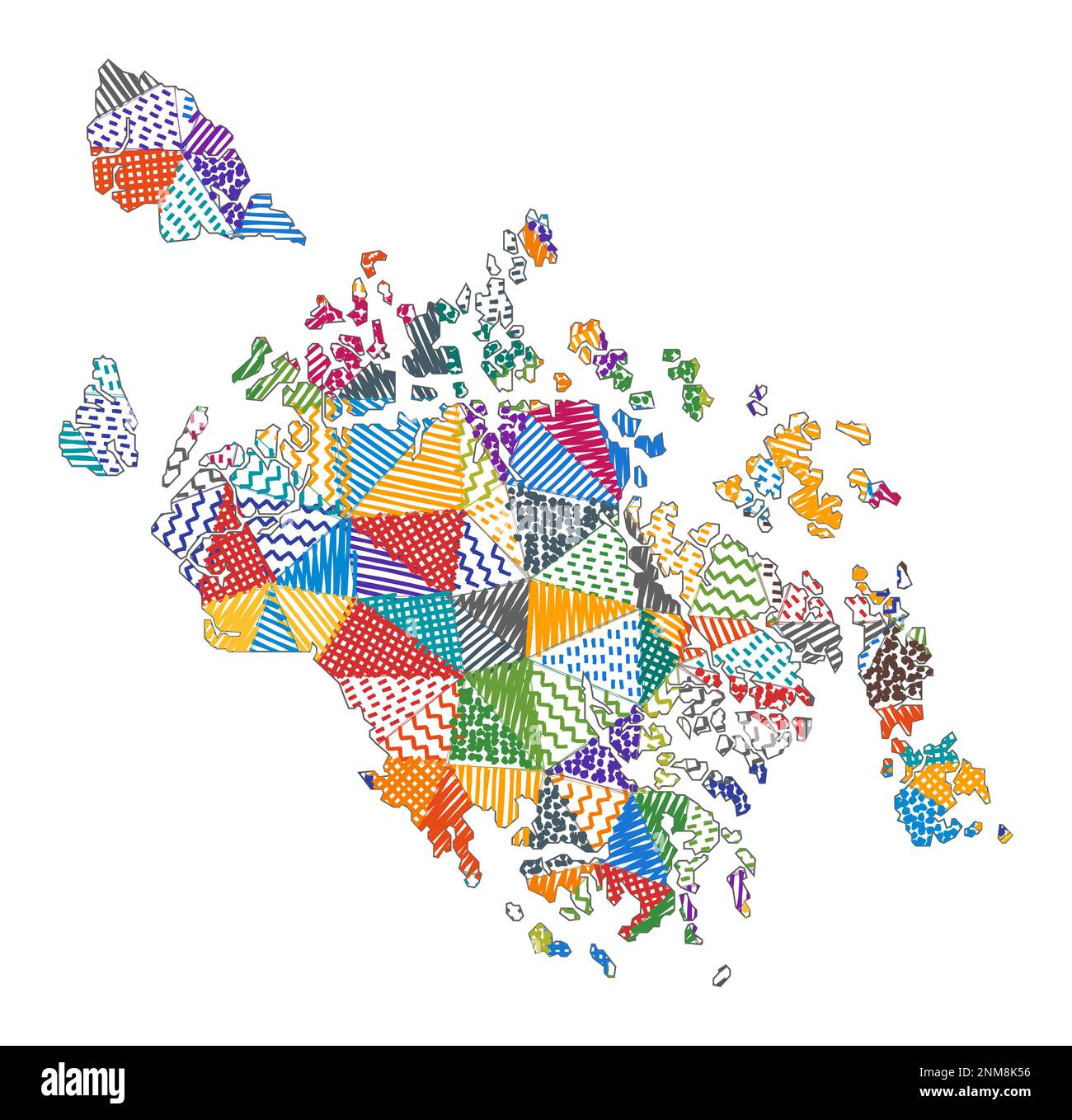 Kid style map of Cat Ba Island. Hand drawn polygons in the shape of Cat ...