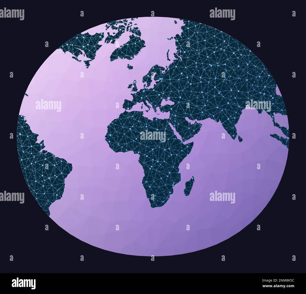 Abstract Map Of World Network Modified Stereographic Projection For Europe And Africa World