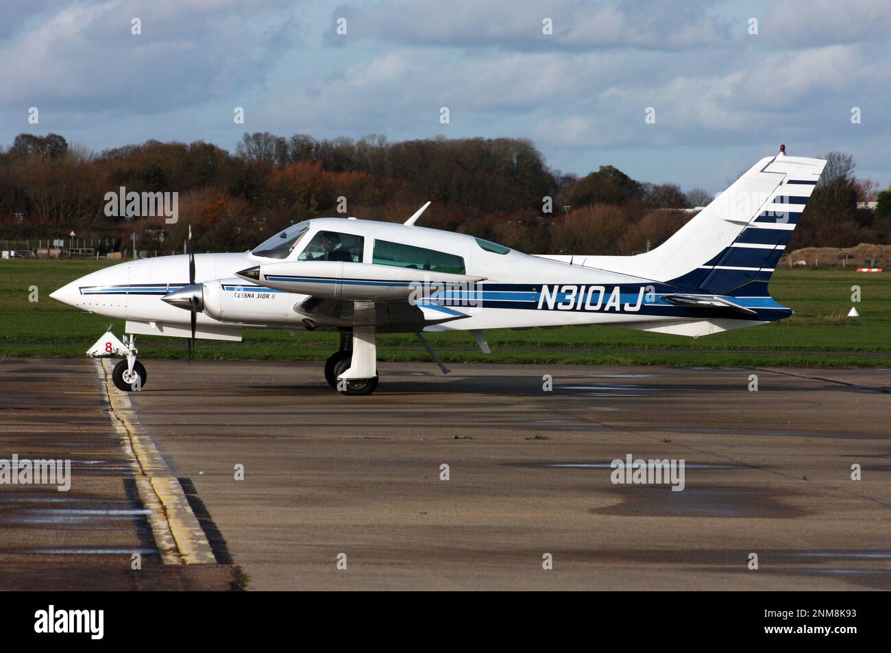 A Cessna 310 on the ramp at Brighton City Airport Sussex England Stock ...